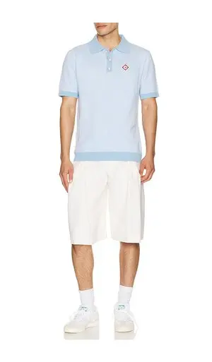 Casablanca Pinstripe Polo Shirt In Blue - Light Blue