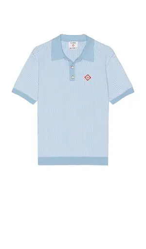 Casablanca Pinstripe Polo Shirt In Blue - Light Blue