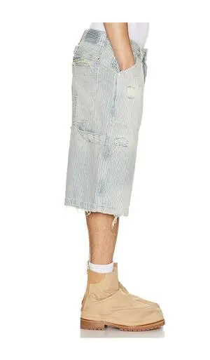 JADED LONDON Distressed Pinstripe Carpenter Jorts