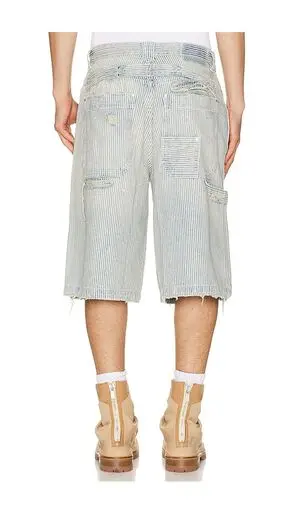 JADED LONDON Distressed Pinstripe Carpenter Jorts