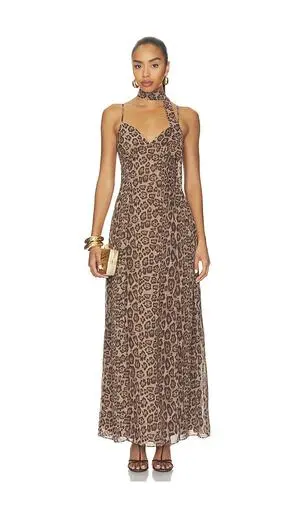 Superdown Marleigh Maxi Dress In Brown - Leopard Print