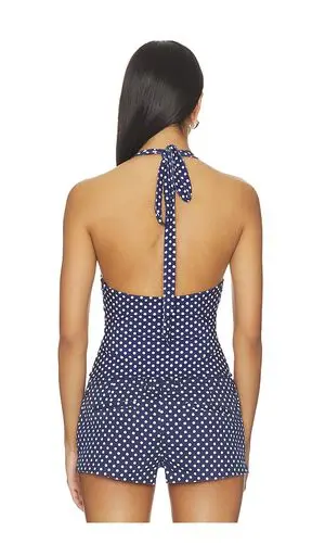GUIZIO Polka Dot Cowl Neck Halterneck Top