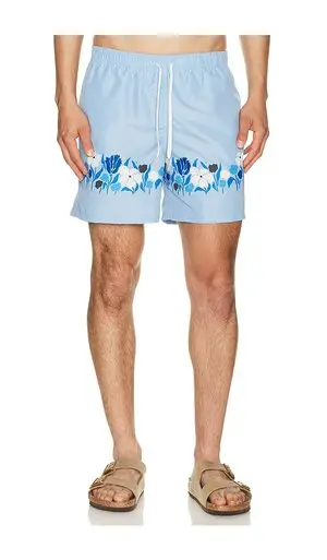 BATHER Regatta Lawn Printed Swim Trunks - Blue