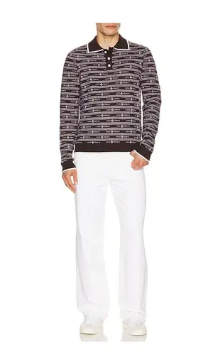 Casablanca Wordmark Long Sleeve Polo In . Also - Brown