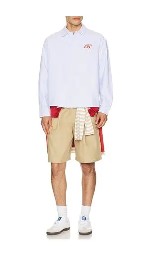 BOUND Half Button Script Oxford Shirt In . Also
