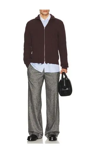 MAISON MARGIELA Zip-up Ribbed Sports Jacket - Brown