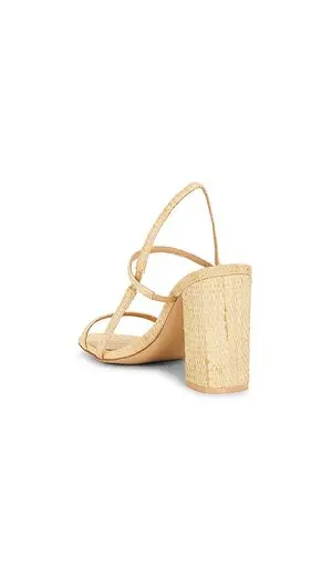 Raye Amit Woven Raffia Slingback Sandals With Block Heel - Neutral