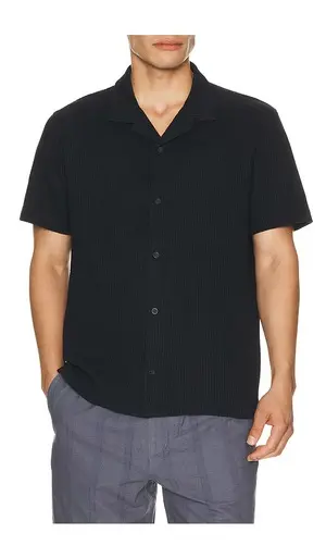Vince Macro Waffle Short Sleeve Shirt Button Down Cabana In . Also - Navy
