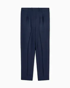 Giorgio Armani Textured Viscose And Wool Trousers With Drawstring