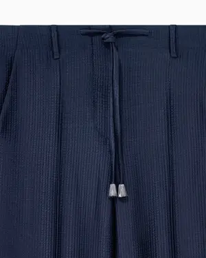 Giorgio Armani Textured Viscose And Wool Trousers With Drawstring