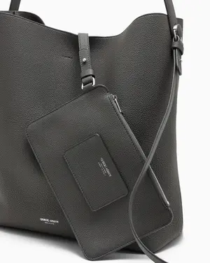 Giorgio Armani Shoulder Bag In Grained Leather With Split Leather Lining