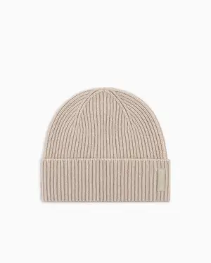 Giorgio Armani Ribbed Cashmere Beanie - Beige