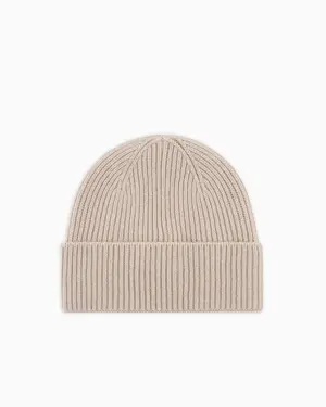 Giorgio Armani Ribbed Cashmere Beanie - Beige