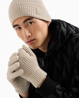 Giorgio Armani Ribbed Cashmere Beanie - Beige