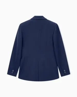 Giorgio Armani Double-breasted Wool Blazer With Peak Lapels - Blue