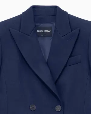 Giorgio Armani Double-breasted Wool Blazer With Peak Lapels - Blue