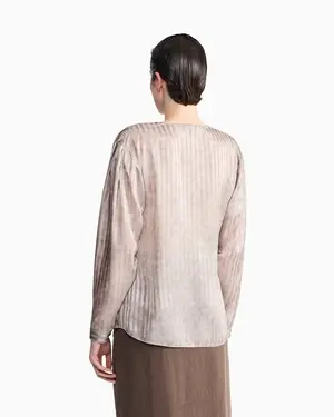 Giorgio Armani Collarless Printed Silk Blouse With Shoulder Pleats