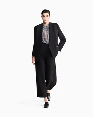 Giorgio Armani Flat Front Wide Leg Trousers In Silk Cady