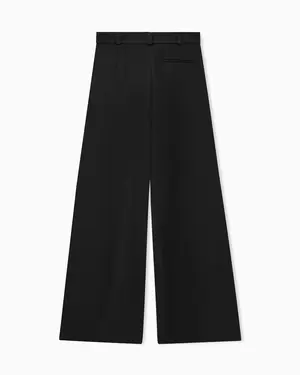 Giorgio Armani Flat Front Wide Leg Trousers In Silk Cady