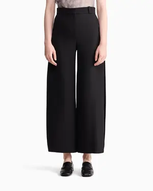 Giorgio Armani Flat Front Wide Leg Trousers In Silk Cady