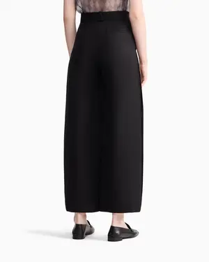 Giorgio Armani Flat Front Wide Leg Trousers In Silk Cady