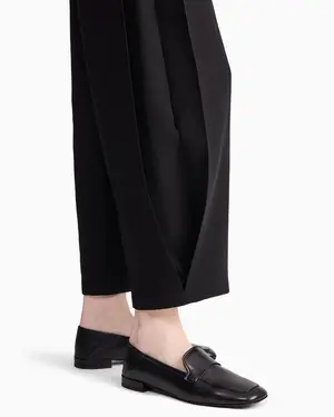 Giorgio Armani Flat Front Wide Leg Trousers In Silk Cady