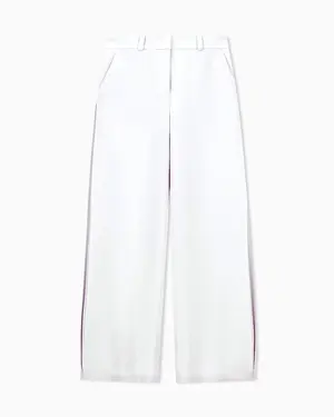 Giorgio Armani Flat Front Wide Leg Trousers In Silk Cady - White