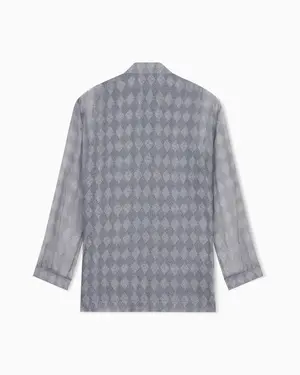 Giorgio Armani Silk Chiffon Diamond Pattern Regular Fit Shirt