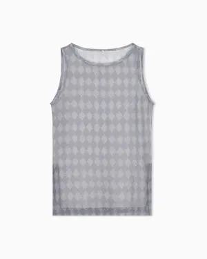Giorgio Armani Silk Chiffon Diamond Pattern Regular Fit Shirt