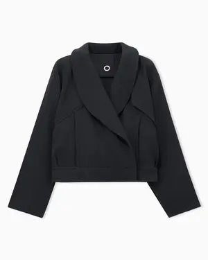 Giorgio Armani Cropped Caban In Stretch Virgin Wool With Shawl Collar