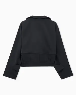 Giorgio Armani Cropped Caban In Stretch Virgin Wool With Shawl Collar