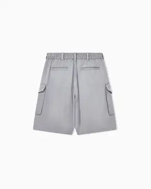 Giorgio Armani Bermuda Cargo Shorts In Washed Lyocell Poplin