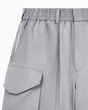 Giorgio Armani Bermuda Cargo Shorts In Washed Lyocell Poplin