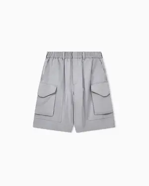 Giorgio Armani Bermuda Cargo Shorts In Washed Lyocell Poplin