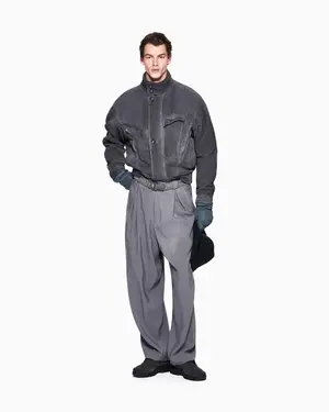 Giorgio Armani Oversized Trousers In Washed Silk Blend