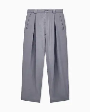 Giorgio Armani Oversized Trousers In Washed Silk Blend - Grey