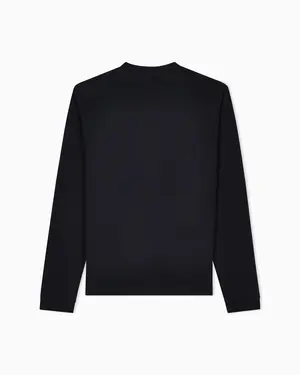 Giorgio Armani Long Sleeve Crewneck Jumper In Stretch Viscose - Black