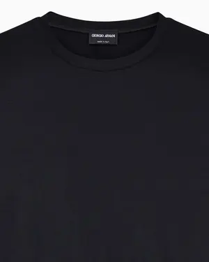 Giorgio Armani Long Sleeve Crewneck Jumper In Stretch Viscose - Black