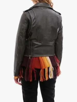 GOLDEN GOOSE Slim Fit Leather Biker Jacket - Black