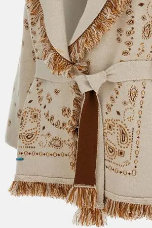 Alanui Bandana Jacquard Cardigan - Beige