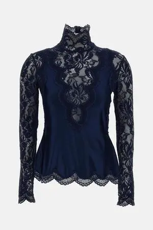Rabanne Long-sleeve Lace Top - Blue