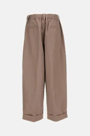 Marni Cotton Canvas Trousers With Double Pleats And Elasticated Waist