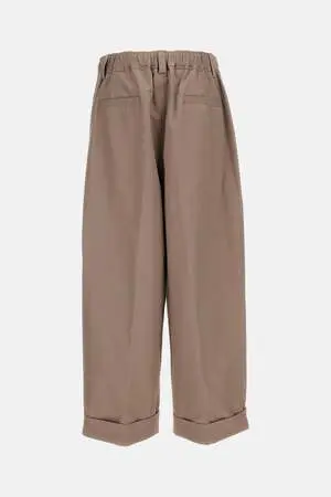 Marni Cotton Canvas Trousers With Double Pleats And Elasticated Waist