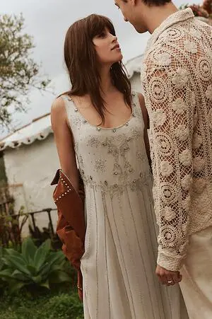Rixo Silvanna Scoop-neck Beaded Maxi Dress