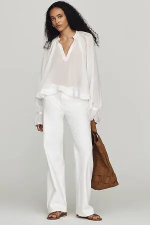 Anthropologie Semi-sheer Poet Sleeve Blouse - Ivory