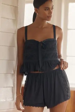 LYREBIRD Modaluxe Lace Trim Shorts Black