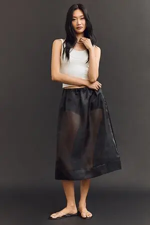 MARE MARE Sheer Organza Midi Skirt - Black