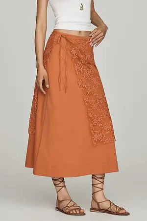 MARE MARE Lace Overlay Midi Skirt