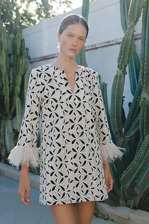English Factory Feather-poted Mi Dress - Black Pattern