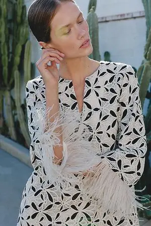 English Factory Feather-poted Mi Dress